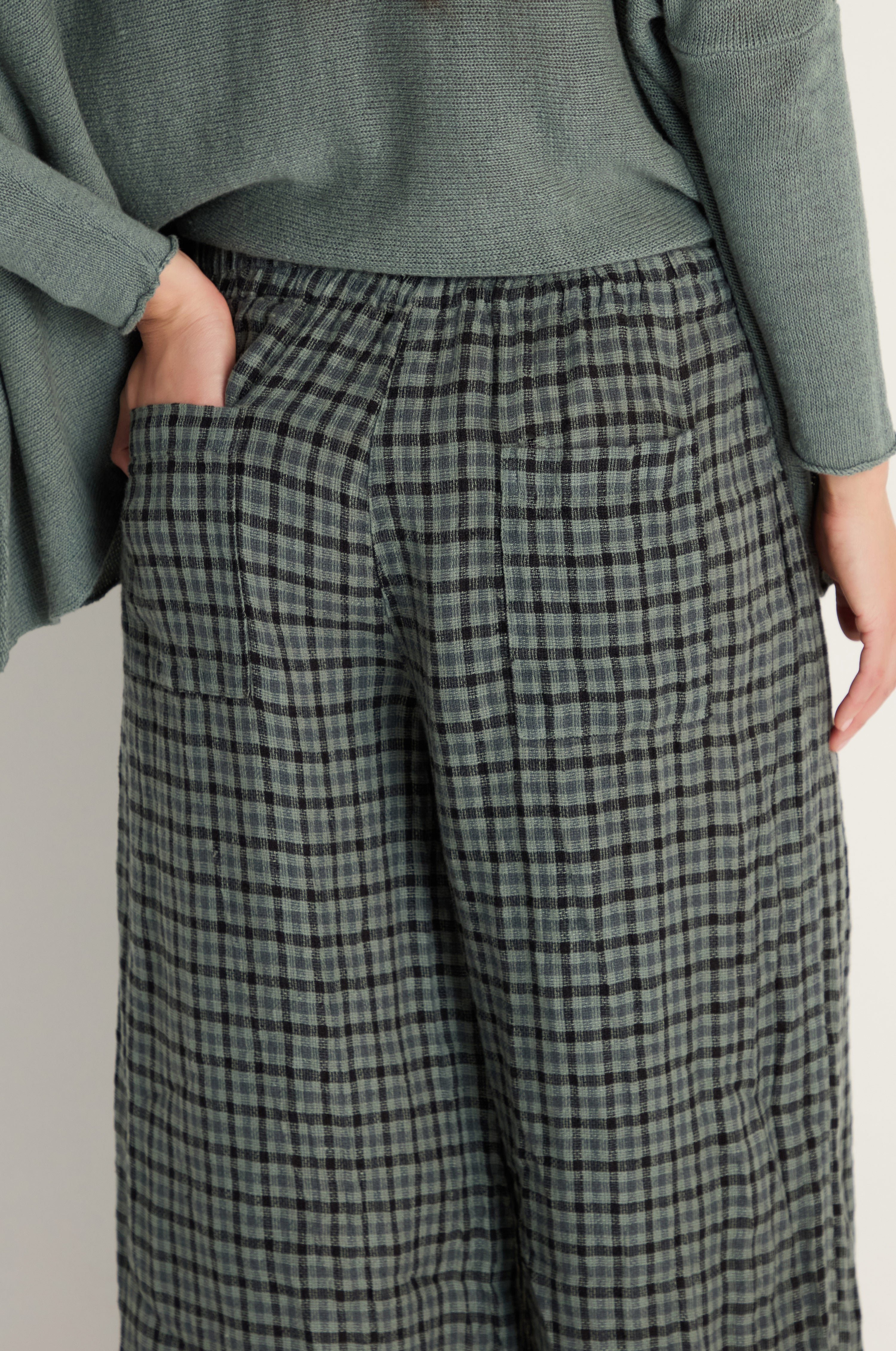 Check Linen Bubble Trousers – Sahara