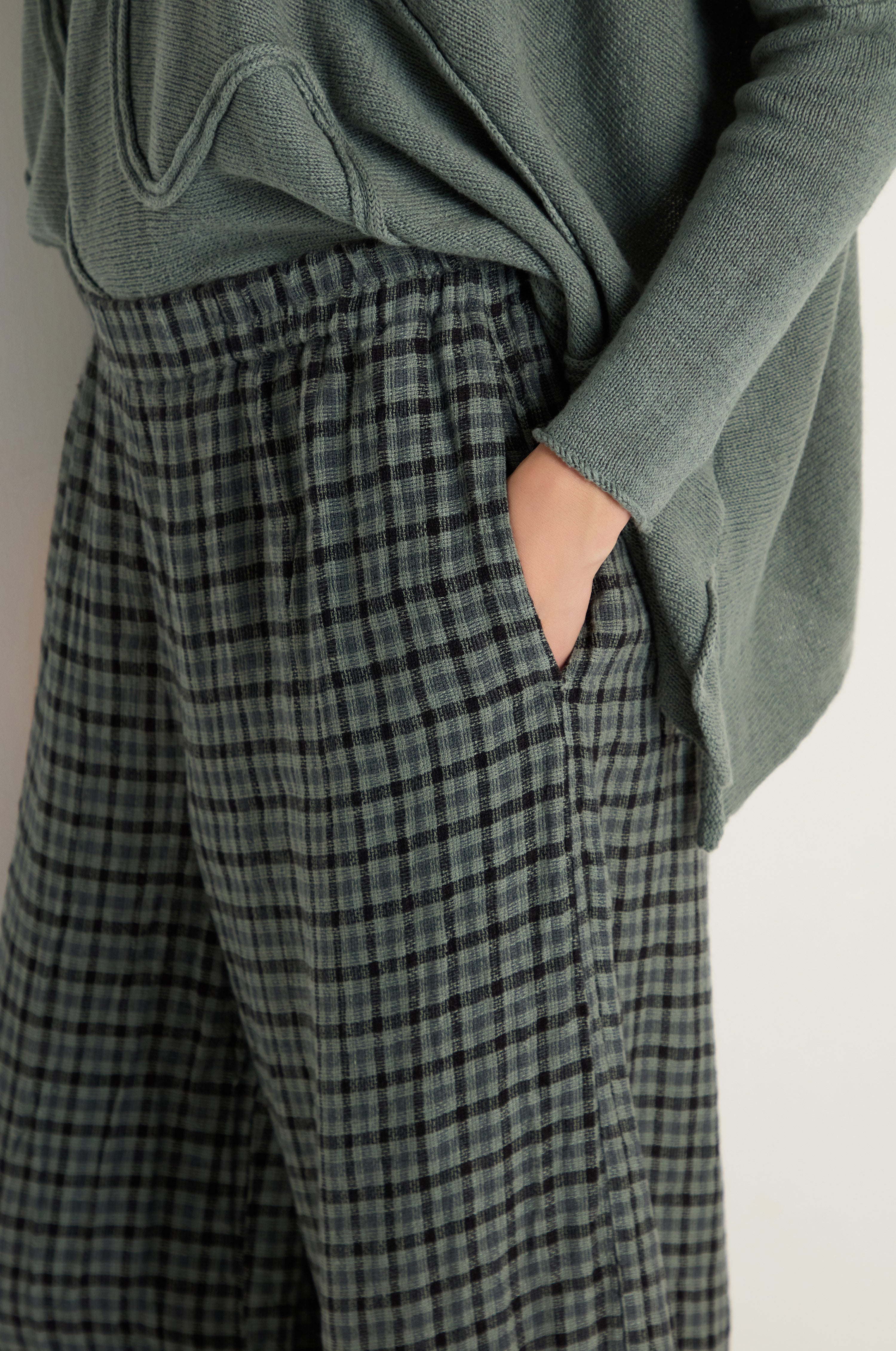 Check Linen Bubble Trousers – Sahara